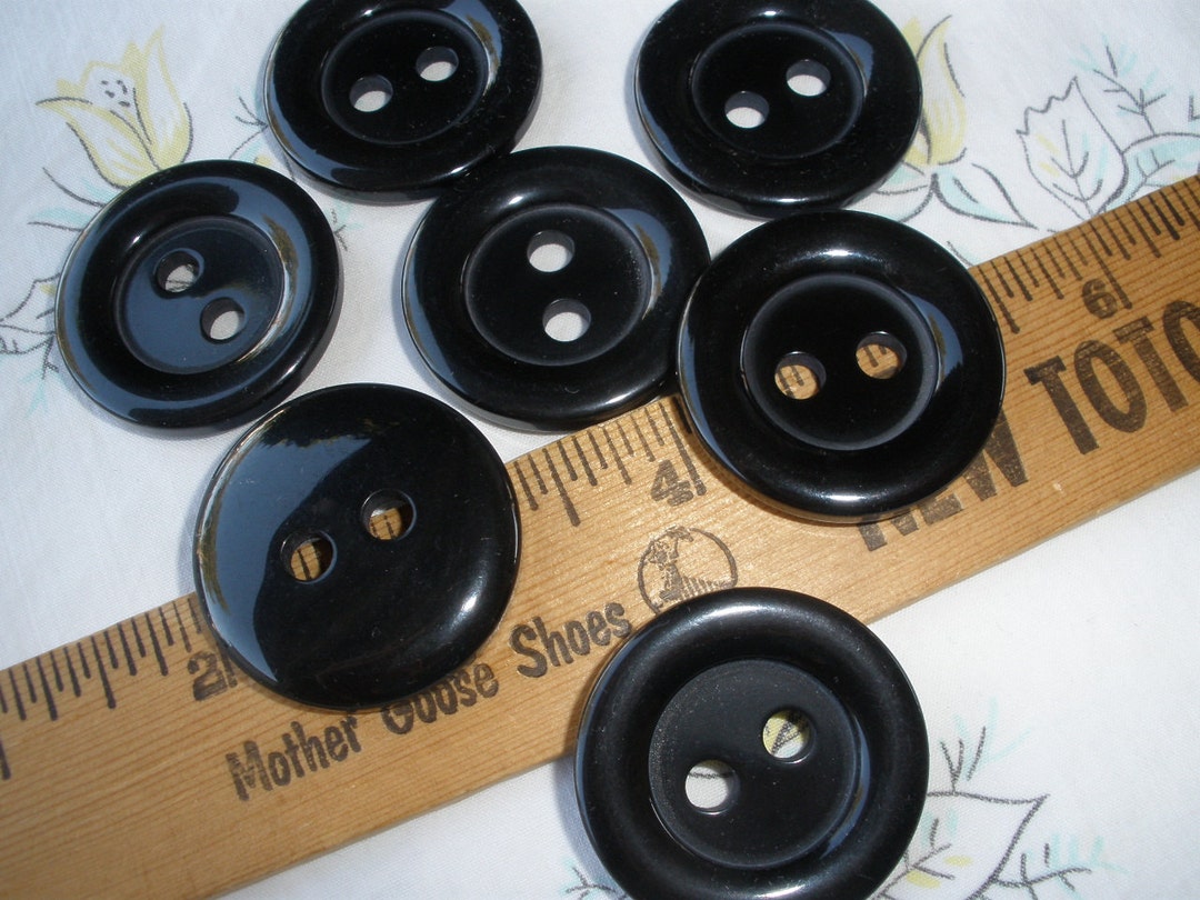 33MM Black Coat Buttons Thick Concave 2 Hole Sew on Size 54L Plastic ...
