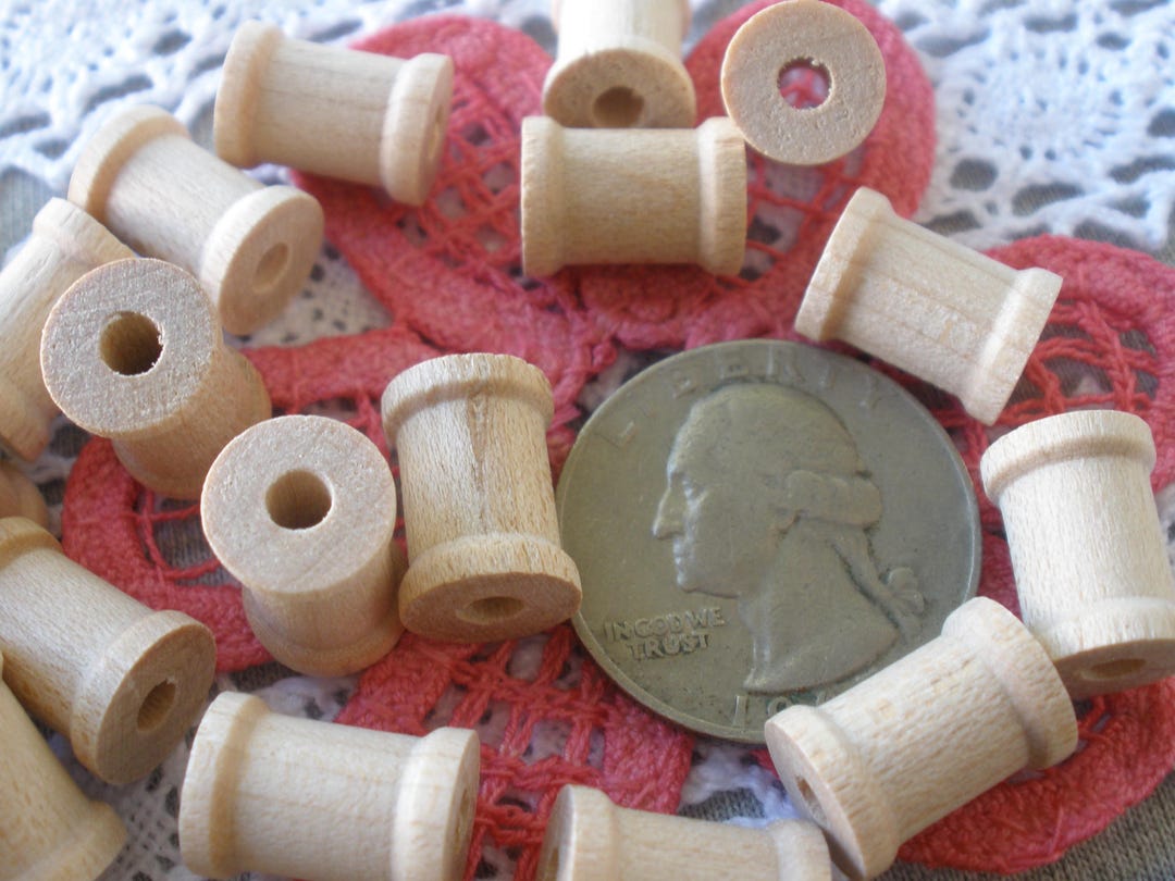 50 or 100 Small Unfinished Wooden Thread Spools 1/2" Tall and 3/8" Wide ...