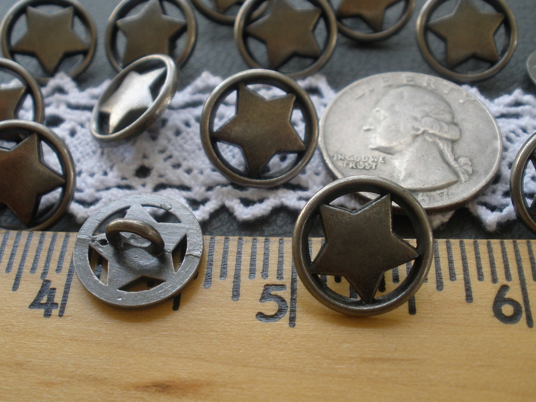 Star Buttons Dull Silver Color Cut Out Metal Shank Size 24L (5/8" 15MM ...
