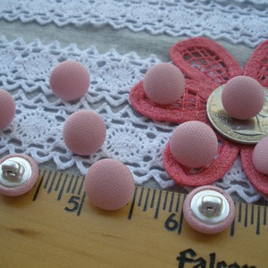 13MM Pink Fabric Cover Buttons 10 Each 1/2" Cloth Covered Metal Shank ...