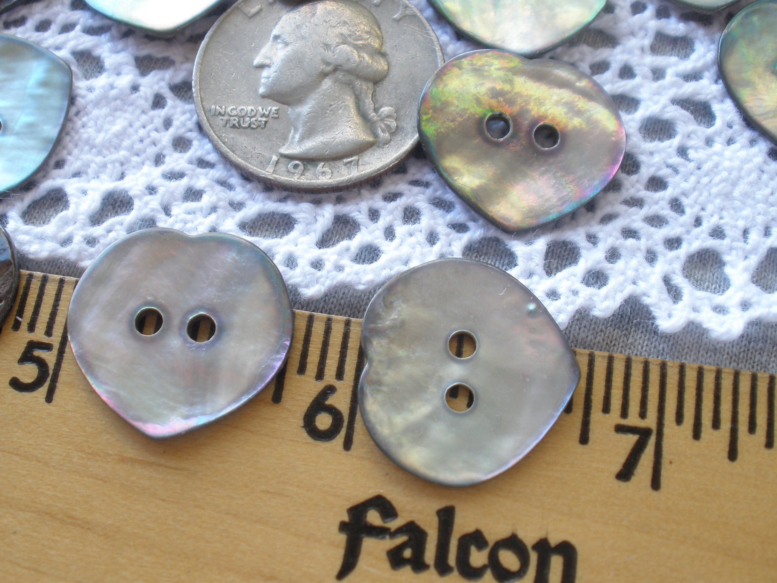 Heart Shape Pearl Smoke Buttons 20MM MOP Real Shell | Etsy