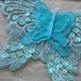 Turquoise Multi-layer Butterfly Appliques Sequin & Embroidered 5" X 4" Embellish T-shirt Hat Bag ...