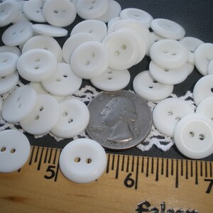 16MM Matte White Plastic Buttons 24L 2-hole Sew on 24 Pcs 5/8" Wedding ...