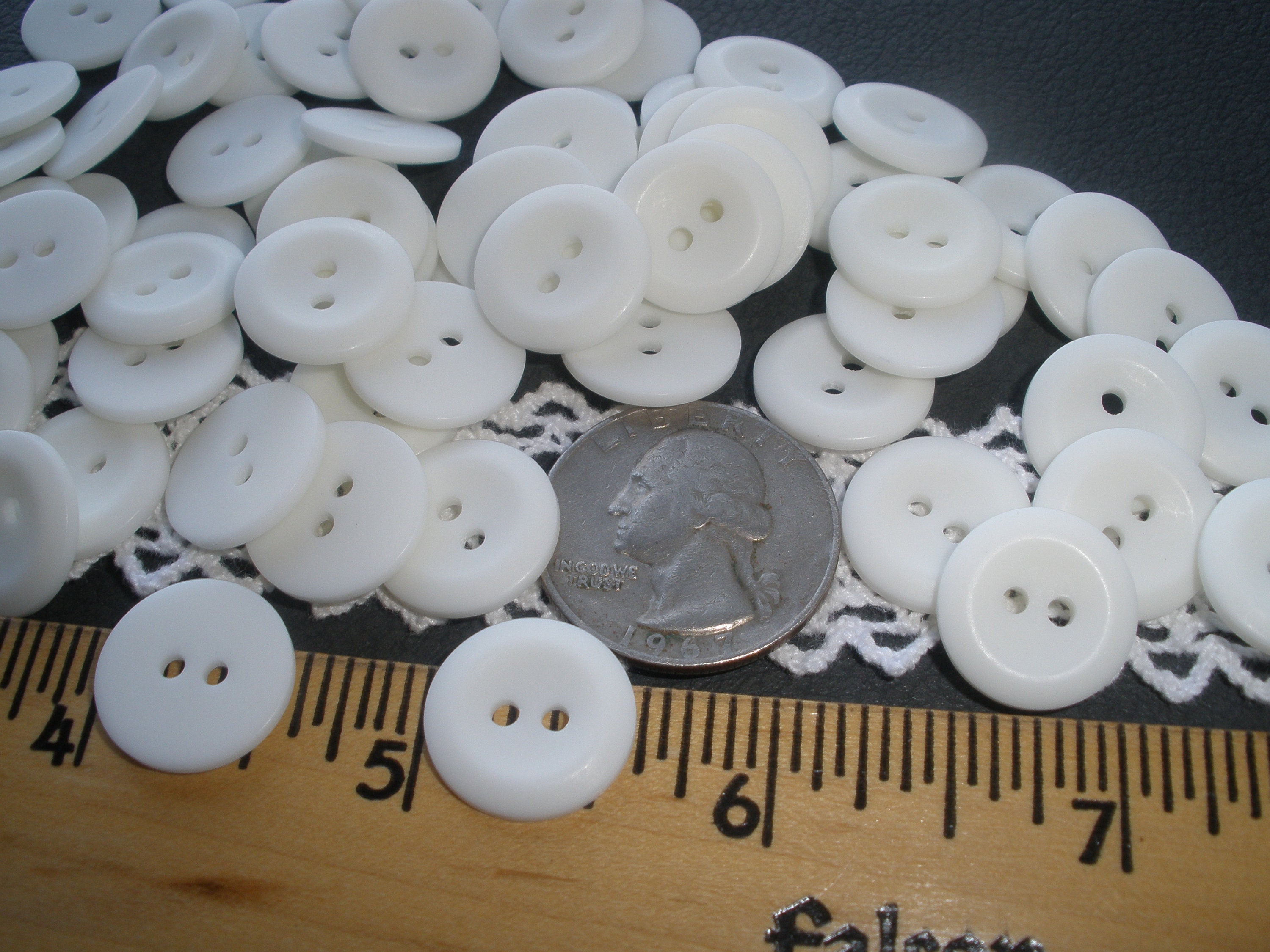 16MM Matte White Plastic Buttons 24L 2-hole Sew on 24 Pcs 5/8" Wedding ...