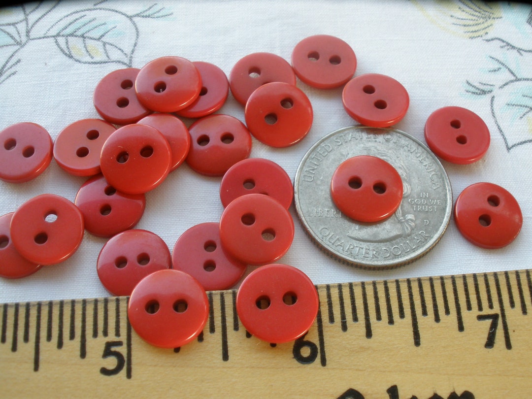 11MM Red Buttons 24 Plastic 18L 2-hole 7/16" Sew on Dolls Paper Paper ...