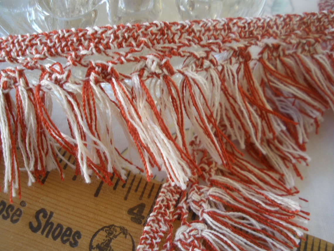Red & White Woven Fringe Trim 1 3/8 Wide Boho Cotton - Etsy