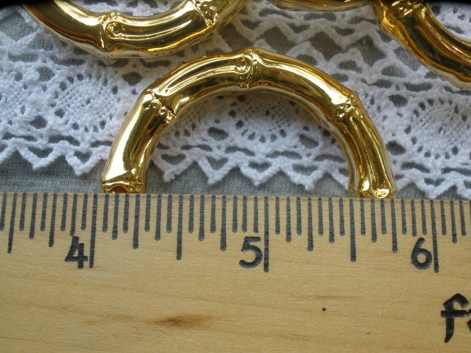 Hollow Gold Color Macrame Rings 1 7/8 Bamboo Shape - Etsy