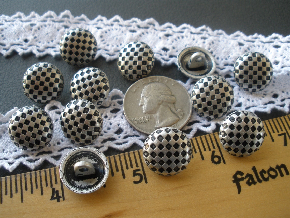 15MM Black & Matte Silver Checkerboard Pattern Metal Shank - Etsy