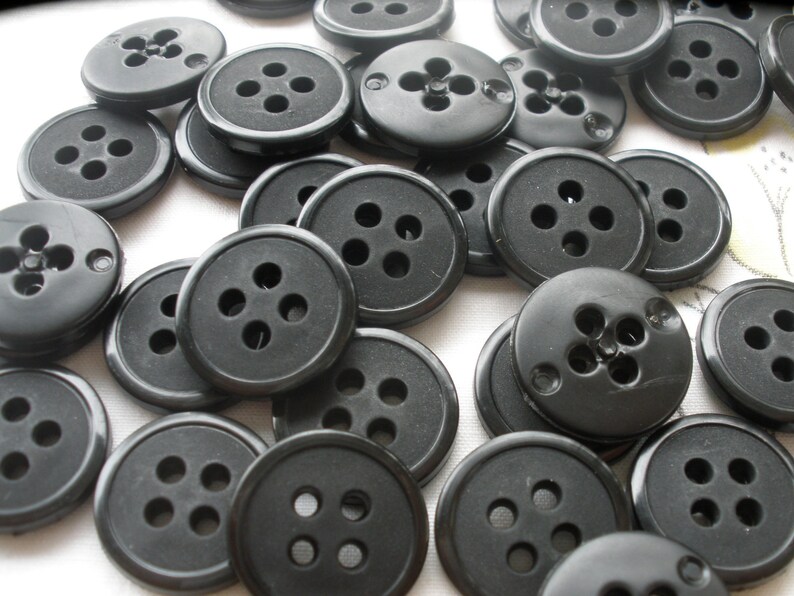 15MM Textured Black Buttons 48 Plastic 23L 24L Rounded Matte - Etsy