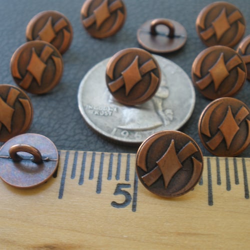 11.5MM Art Deco Antique Copper Color Metal Shank Buttons 18L - Etsy