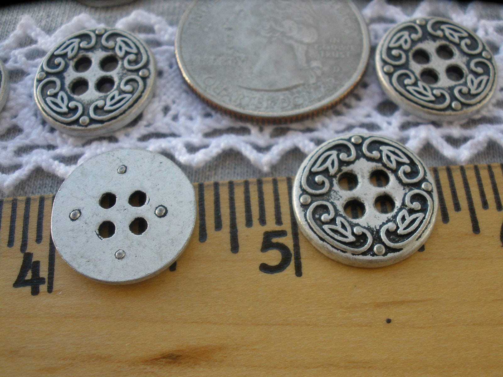 Matte Antique Silver Floral Shirt Buttons 24L 15mm 5/8 4 - Etsy