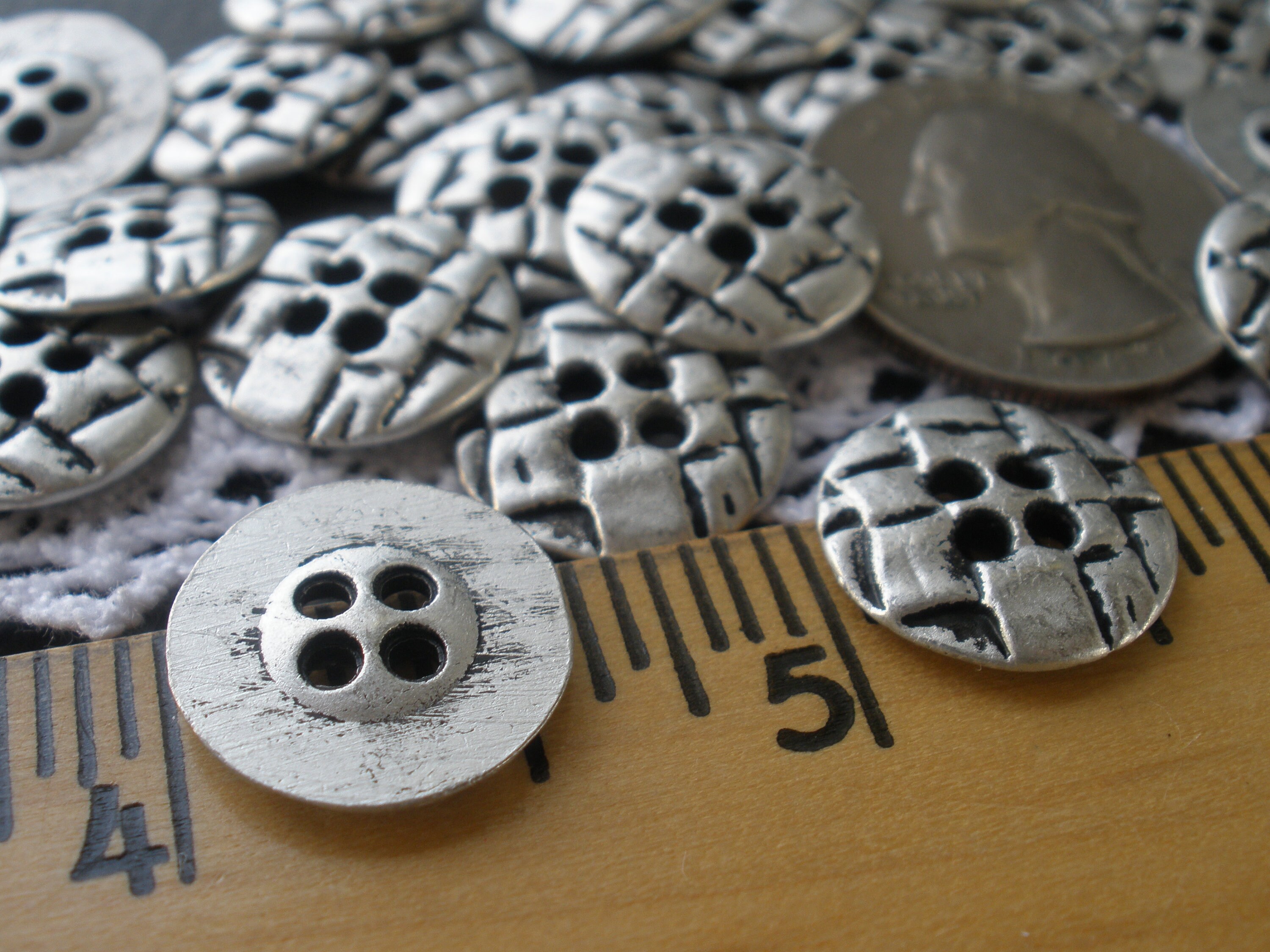 Textured 15MM Matte Antique Silver Color Metal Shirt Buttons | Etsy