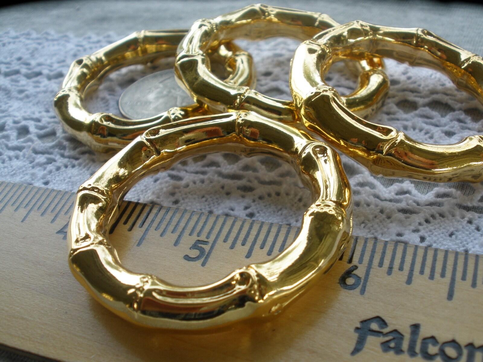 Hollow Gold Color Macrame Rings 1 7/8 Bamboo Shape - Etsy