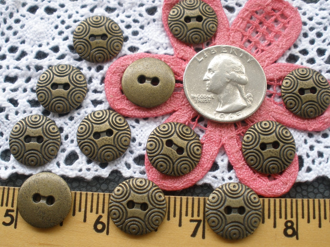 15MM Swirl Pattern Bronze Color Metal Shirt Buttons Sew on 23L 12 Each ...