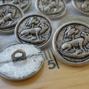 Fox in Forest Pewter Color Metal Shank Buttons Size 32L (13/16" 20MM ...