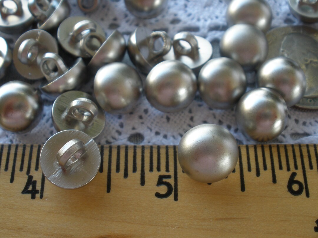 Matte Silver Half Ball Shank Buttons Doll Eyes 11mm Plastic Size 18L 7/ ...
