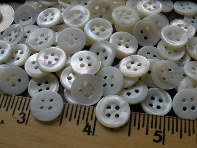 Vintage MOP Classic Shirt Buttons 20L Pearl White 1/2" 13MM 4-hole Sew ...