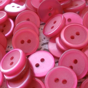 24 Cool Vintage Bright Pink Buttons 9/16" (22L 14MM) Shiny Rim 2 Hole ...