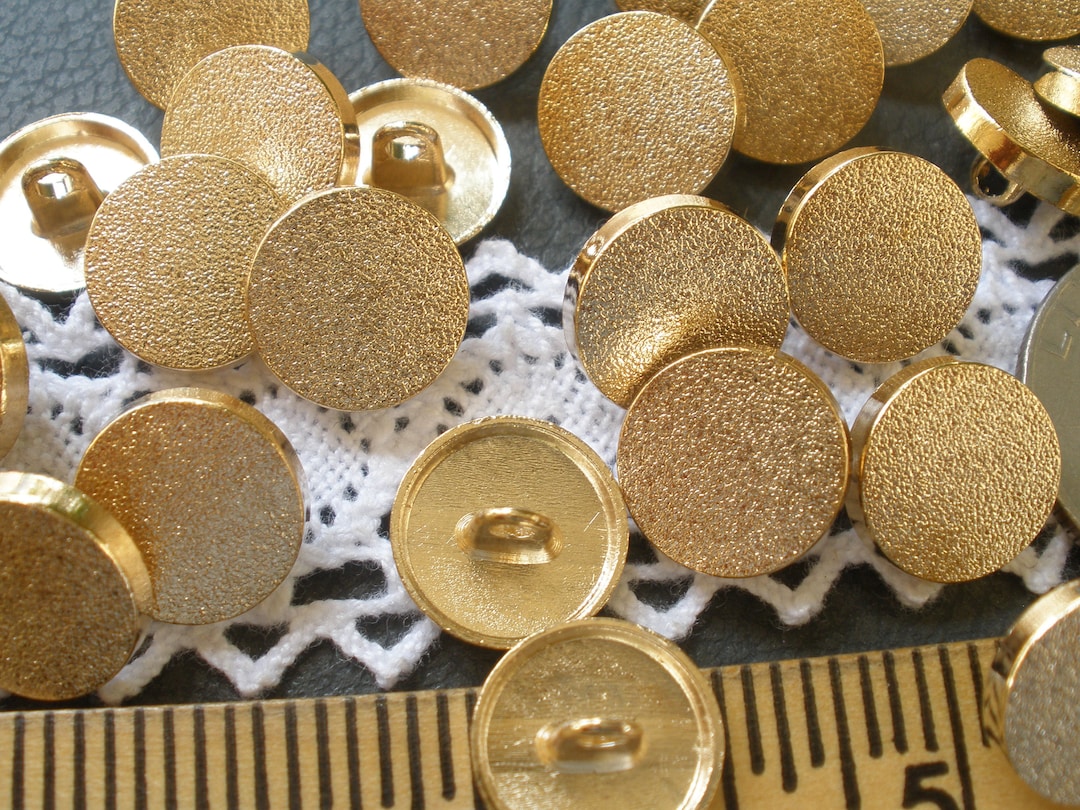 Matte Gold Color Textured Metal Flat Front Shank Buttons 1/2" (13MM 20L ...