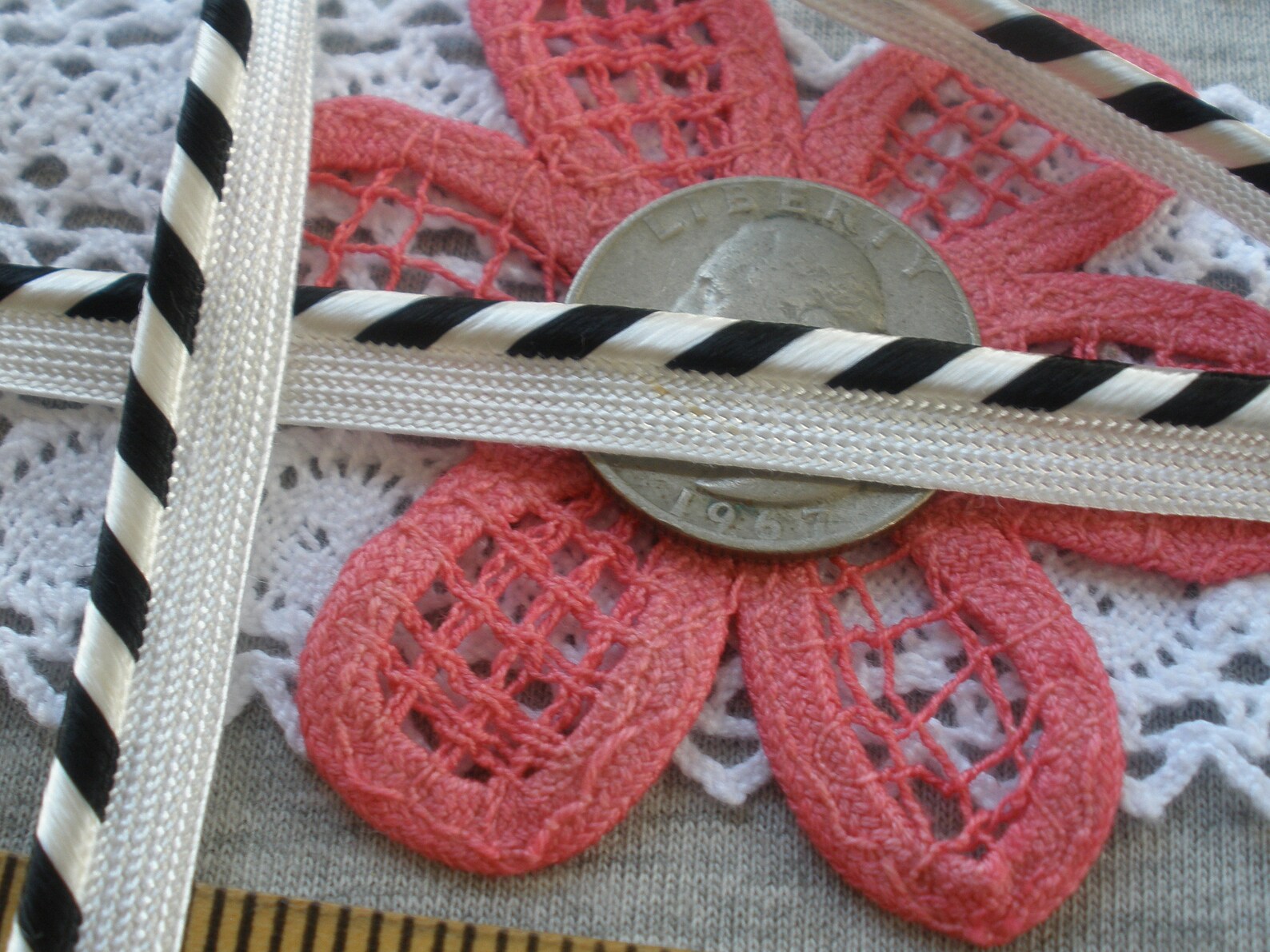 Cool Black / White Stripes Piping Trim Edging Gimp Dolls 5/16" Mixed ...