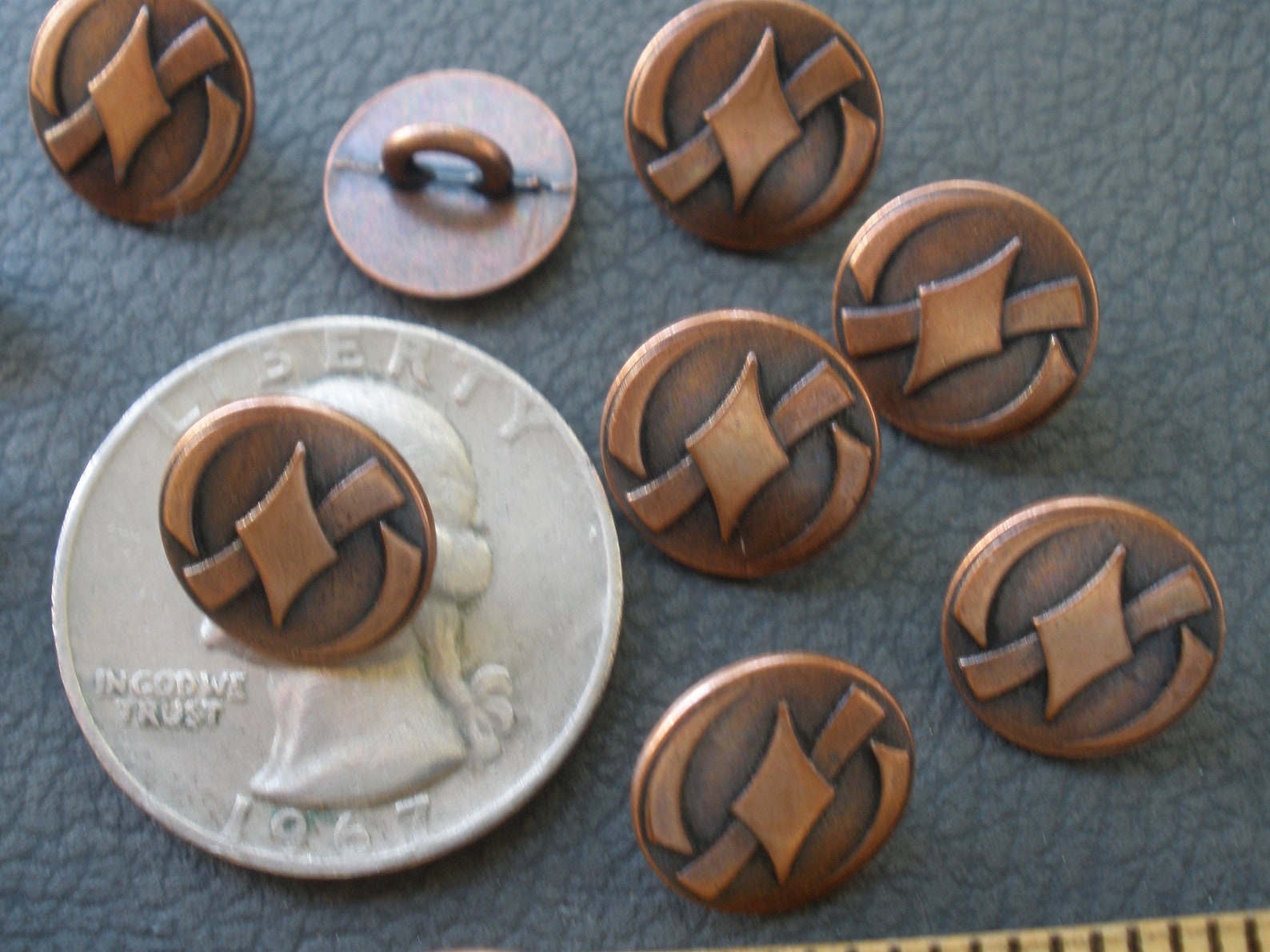 11.5MM Art Deco Antique Copper Color Metal Shank Buttons 18L - Etsy