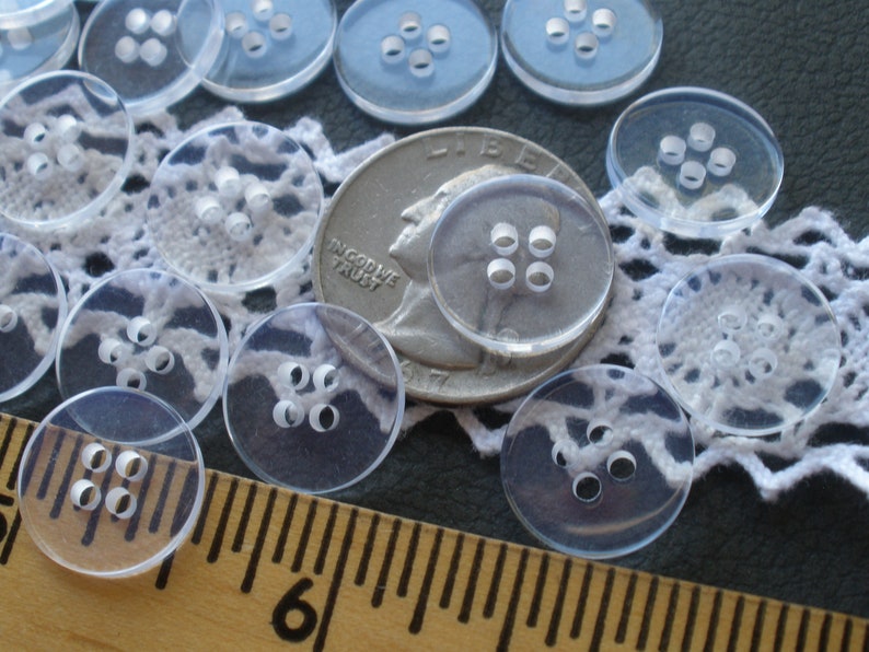 Crystal Clear Lead Free Buttons 15MM 23L 4-hole Plastic Sew on Costume ...