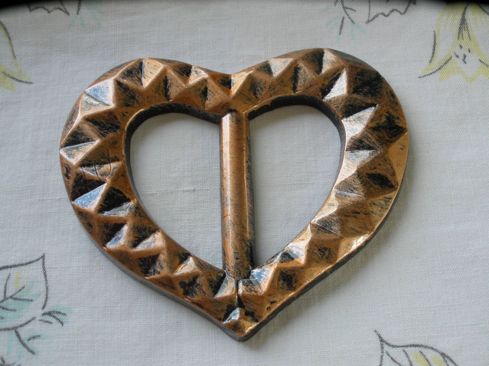 Textured Heart Ribbon Slider Copper & Black 1.25 Buckle - Etsy