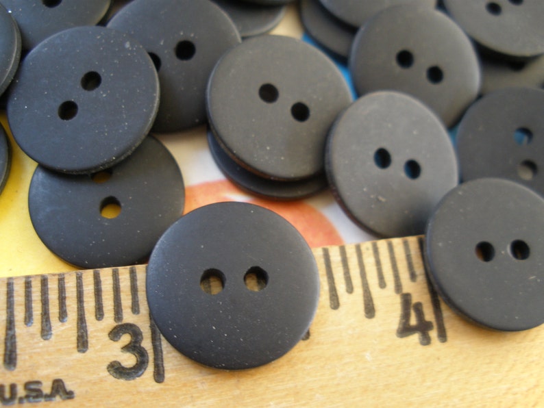 15MM Matte Black Buttons 48 Plastic 5/8" 24L 2-hole Sew on Sewing ...