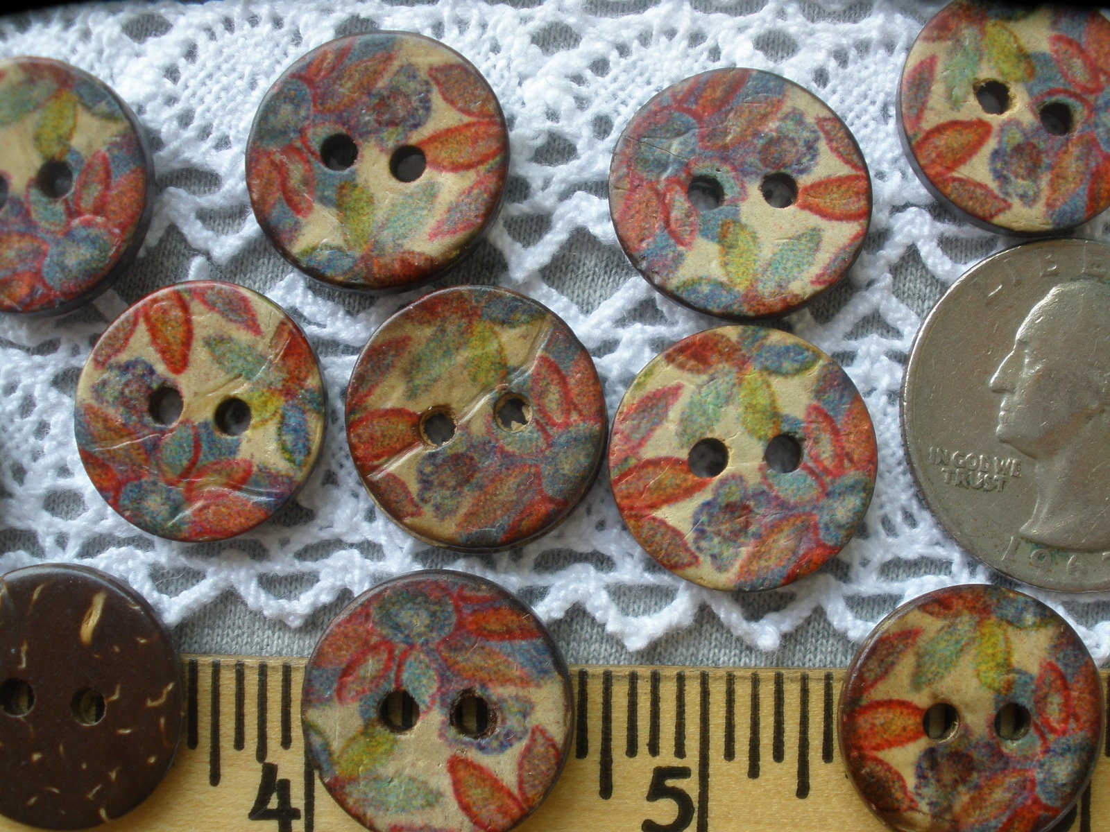 17MM Colorful Floral Printed Coconut Shell Buttons 2 Hole Sew - Etsy