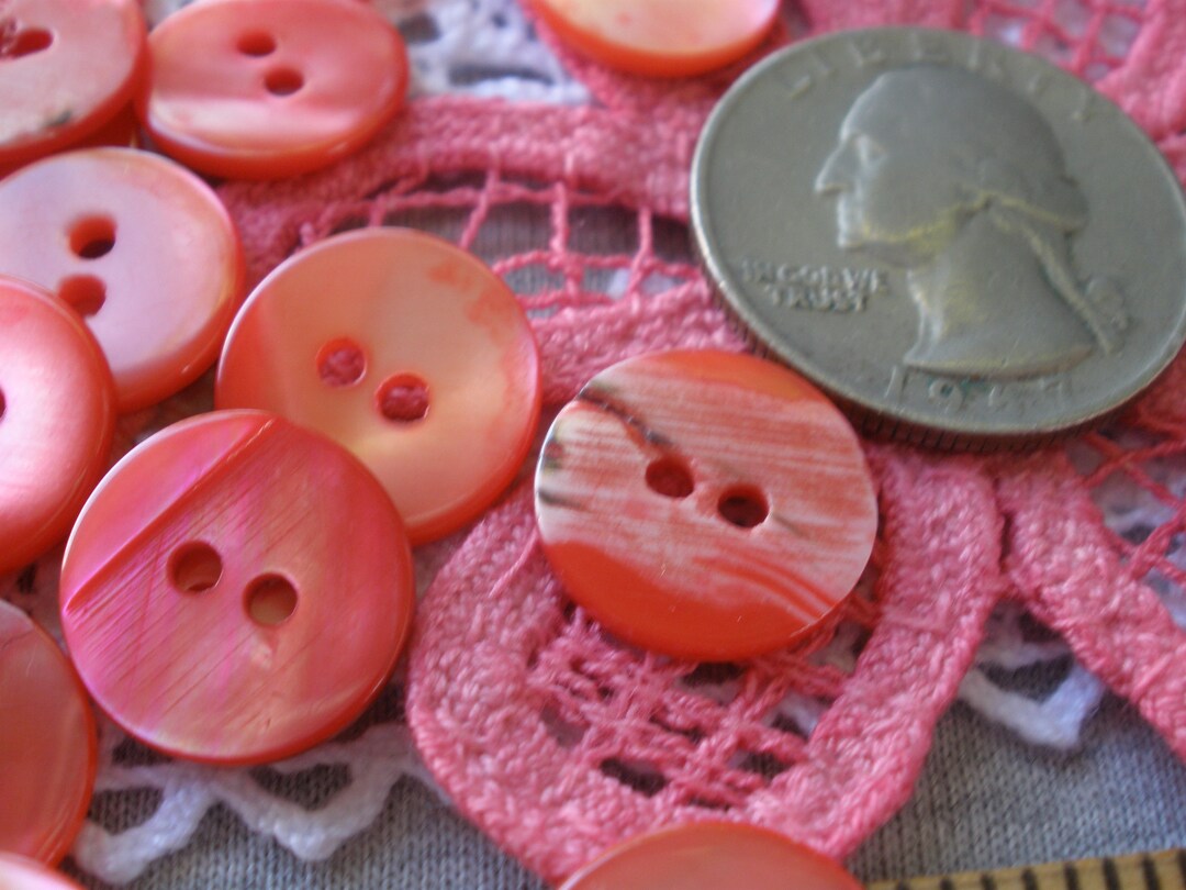 14MM Bright Pink Trocas Shell Buttons 22L 9/16" MOP Sewing 2 Hole Sew ...