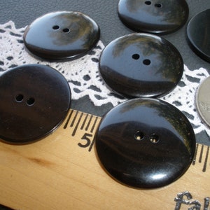 Cool Vintage Basic Black Buttons 9 Coat Size 28MM Plastic 1 1/8" 45L 2 ...