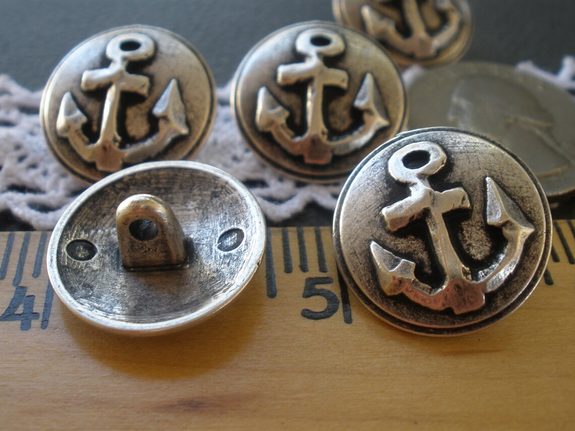 Rustic Anchor Buttons Antique Silver Pewter Color 30L - Etsy