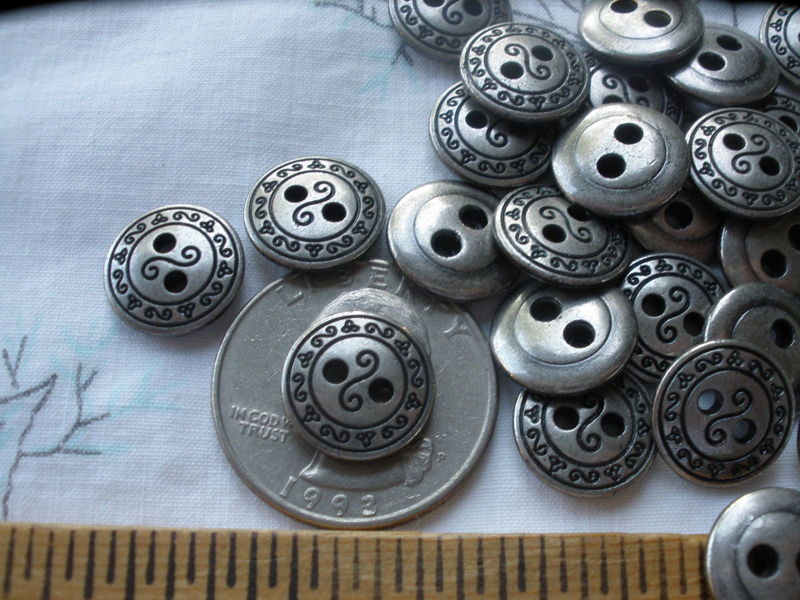 13MM Scroll Pattern Antique Silver Color Shirt Buttons Metal Sew on 20L ...