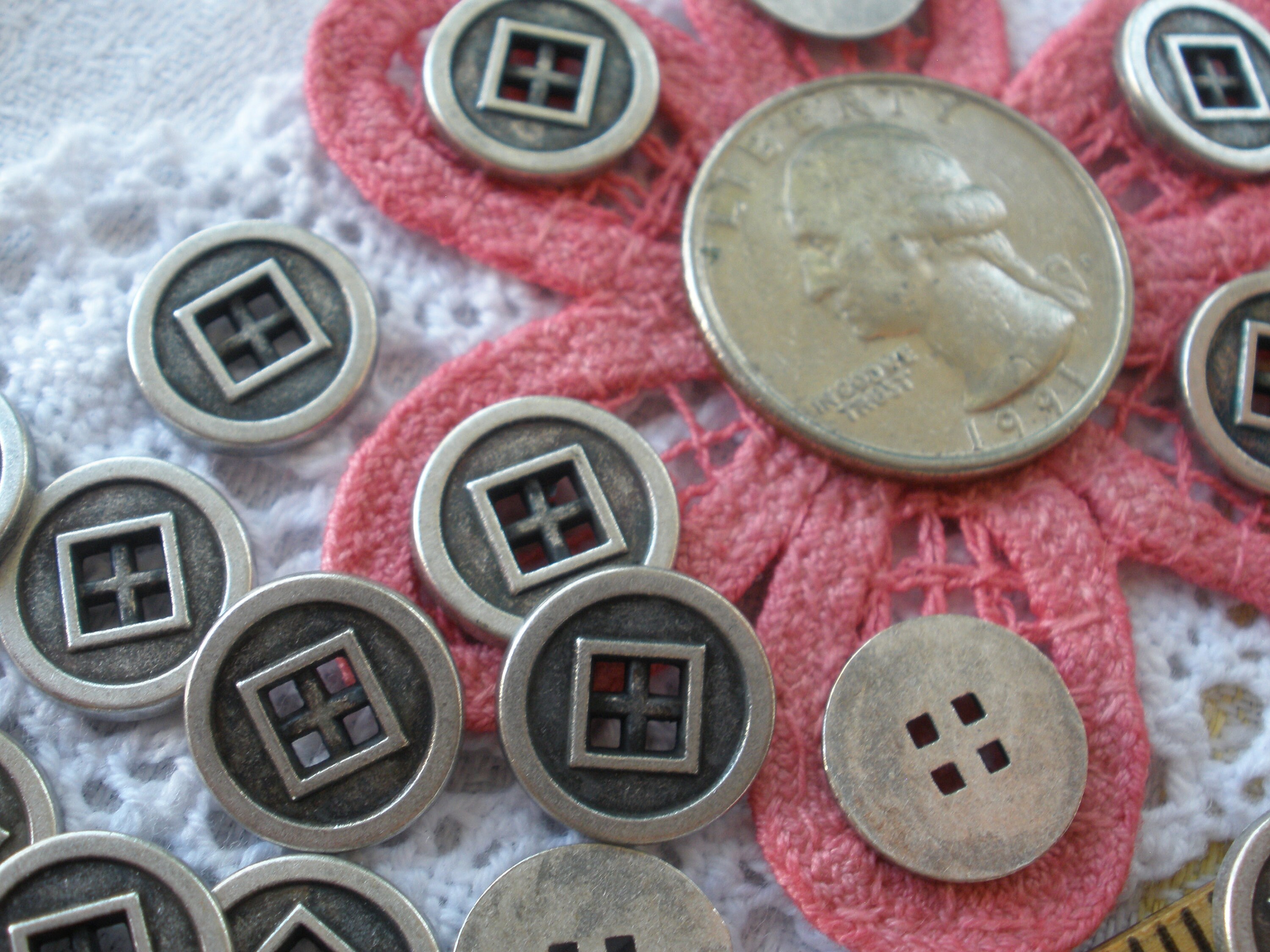Matte Antique Silver 13MM Metal Shirt Buttons 4-hole 1/2" 20L 12 Pcs ...
