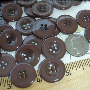 23MM Chocolate Brown Buttons 4-hole Sew on 7/8" Size 36L Plastic Knit ...