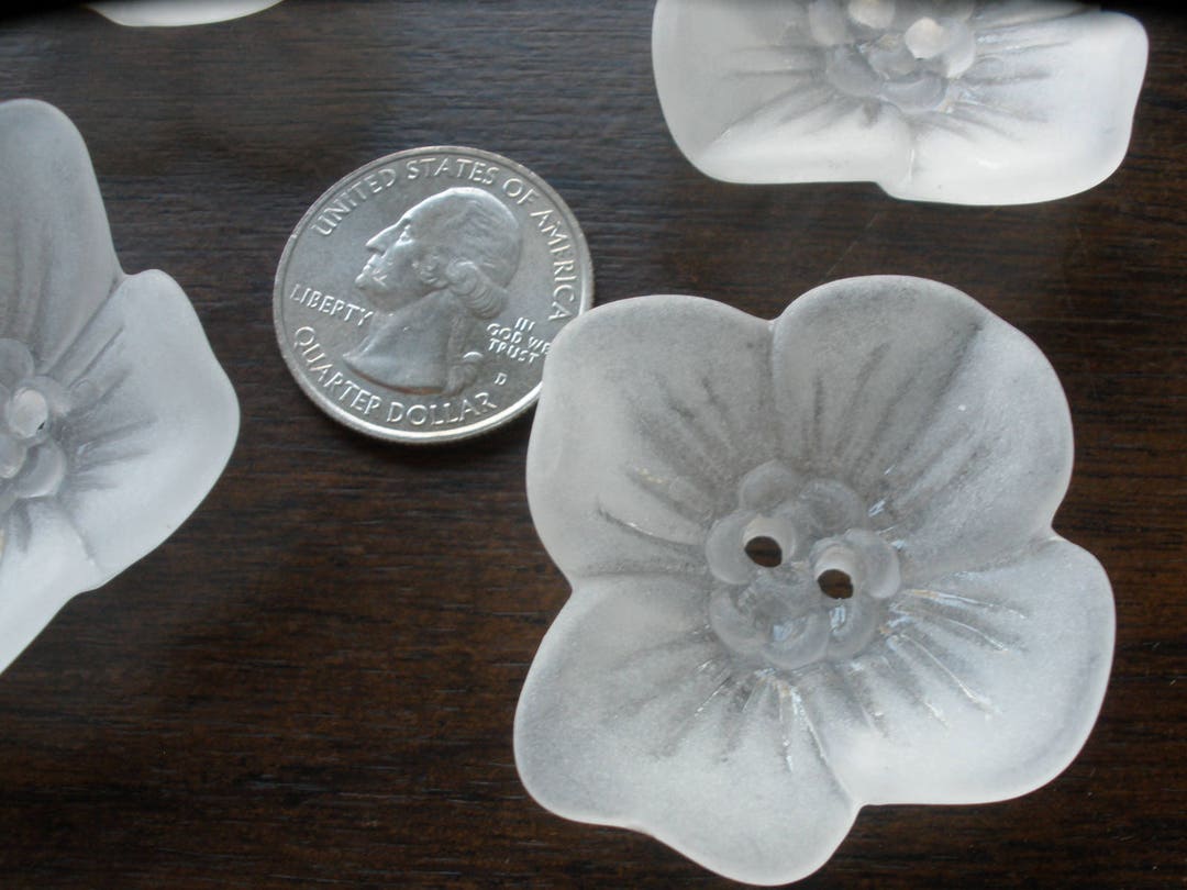 45MM Frosted Acrylic 3D Flower Buttons Art Deco 1.75" 70L Bridal ...