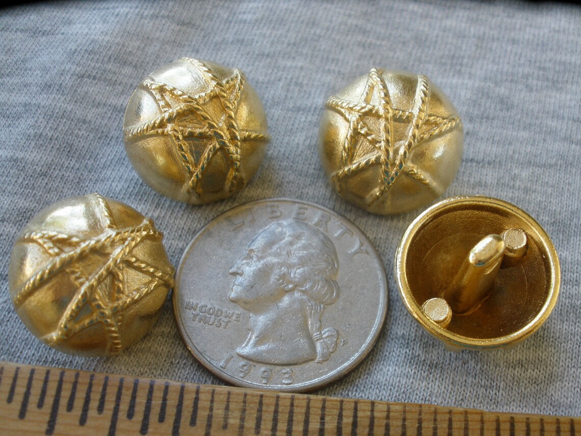 Textured Abstract Metal Gold Dome Shank Buttons 28L (11/16" 17MM) Matte ...