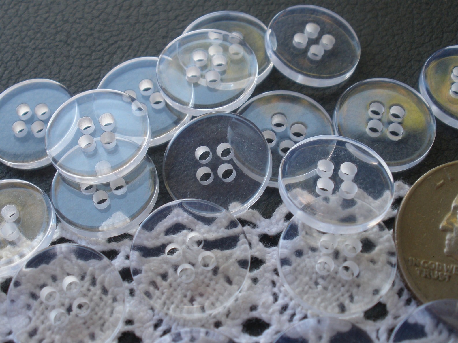 Crystal Clear Lead Free Buttons 15MM 23L 4-hole Plastic Sew on Costume ...