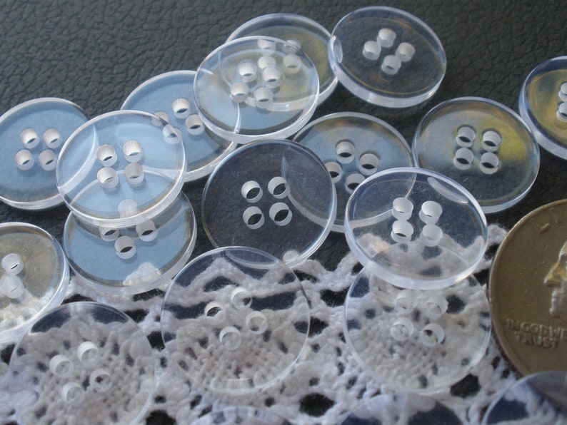 Crystal Clear Lead Free Buttons 15MM 23L 4-hole Plastic Sew on Costume ...