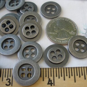 Antique Silver Shirt Buttons Industrial Pewter 28L 17.5mm 11/16" 4 Hole ...