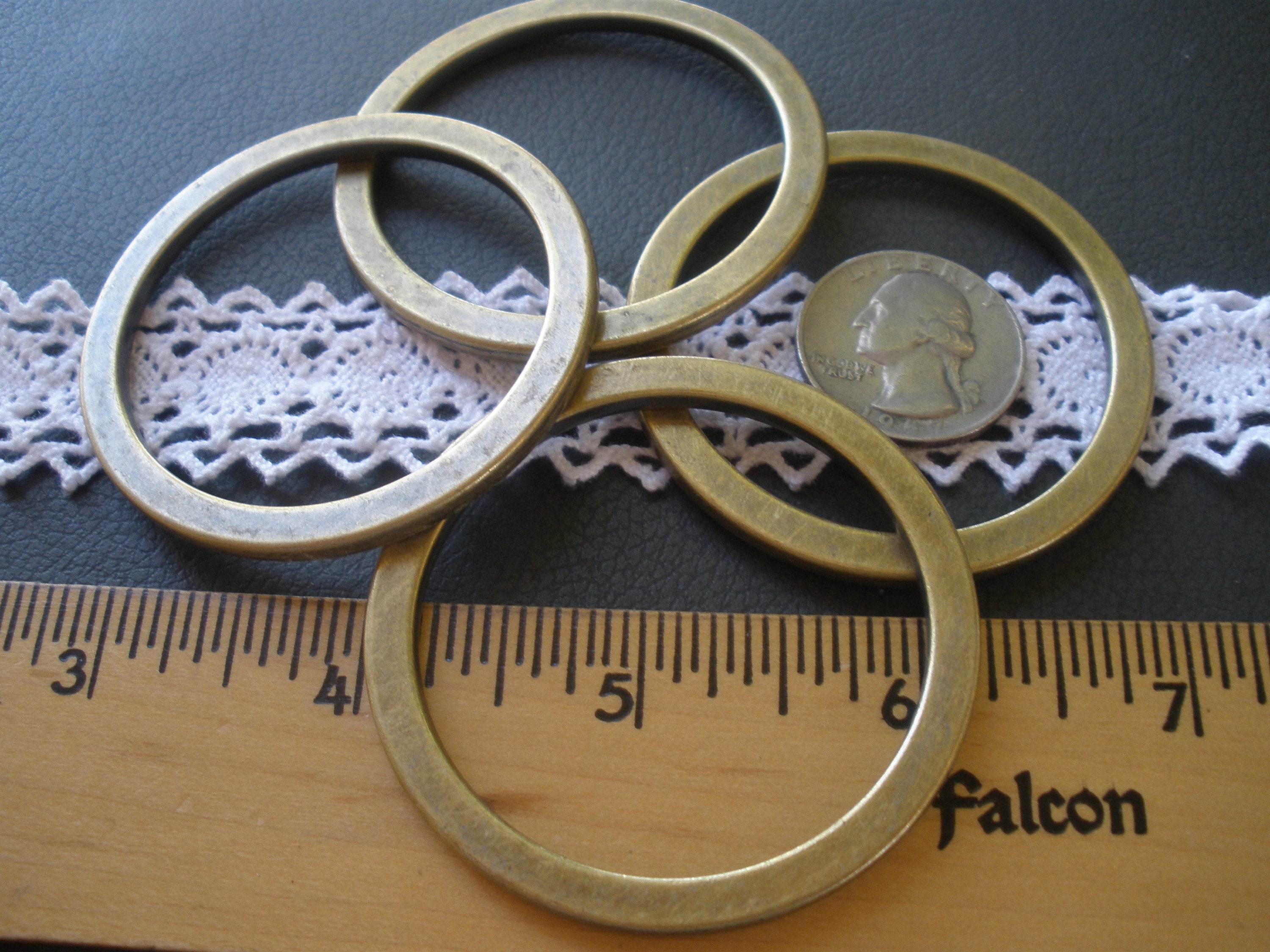 45MM ID 55MM OD metal flat O rings antique brass color Round 1 | Etsy