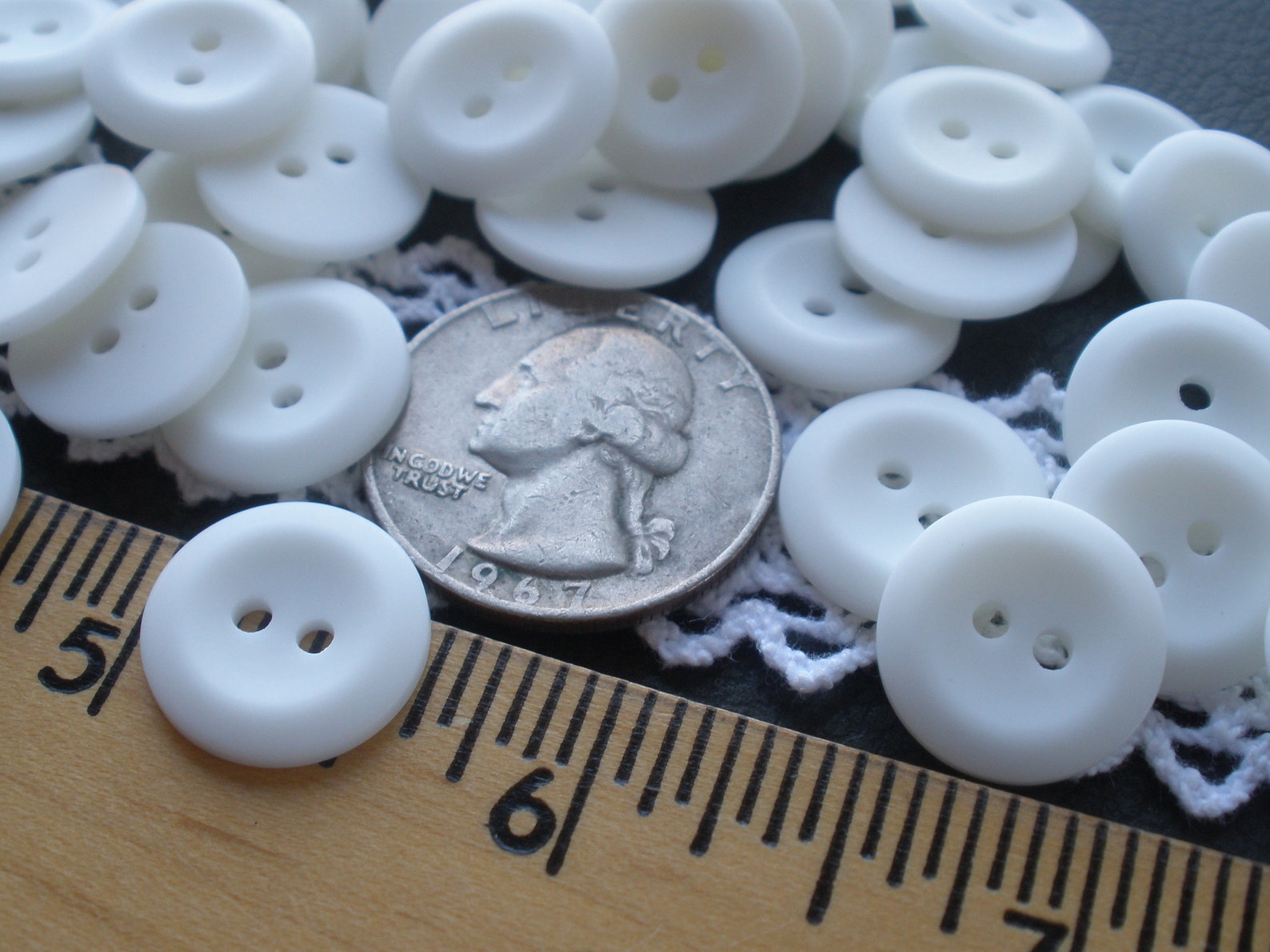 16MM Matte White Plastic Buttons 24L 2-hole Sew on 24 Pcs 5/8" Wedding ...