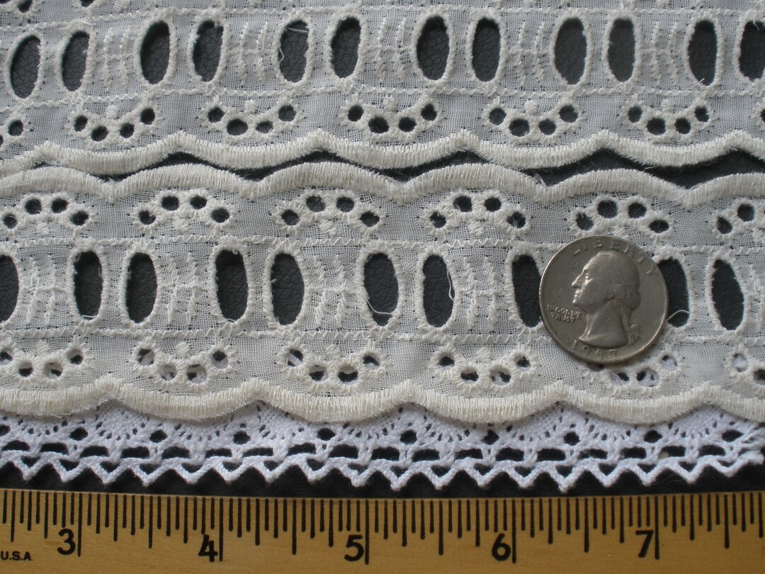 Broderie Anglaise Ivory 1 7/8" Eyelet Lace 1/2" Ribbon Insert Trim ...
