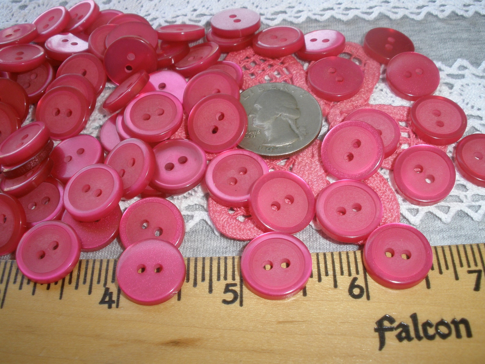 24 Cool Vintage Bright Pink Buttons 9/16" (22L 14MM) Shiny Rim 2 Hole ...