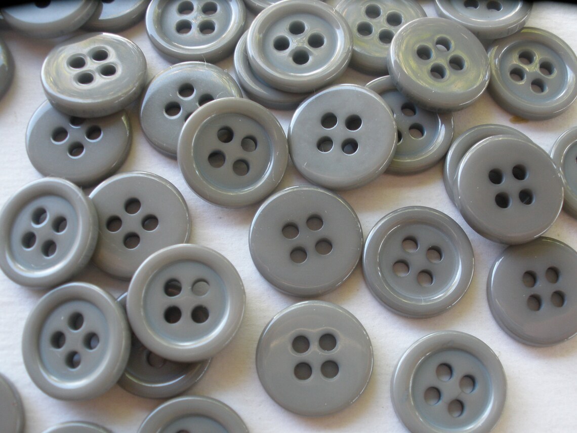 Vintage Classic Gray 12mm Shirt Buttons With Rim 48 Plastic - Etsy