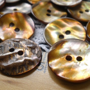 Gold Tone Dyed MOP Shell Buttons 22MM 36L 7/8" Pearl 2 Hole Sew on 6 ...