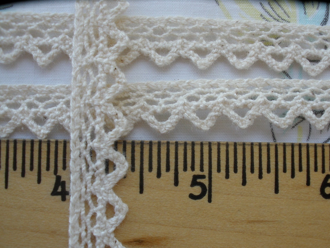 Natural Color Ecru Cotton Crochet Chevron Edge Lace Trim 3/8" 10MM Wide ...