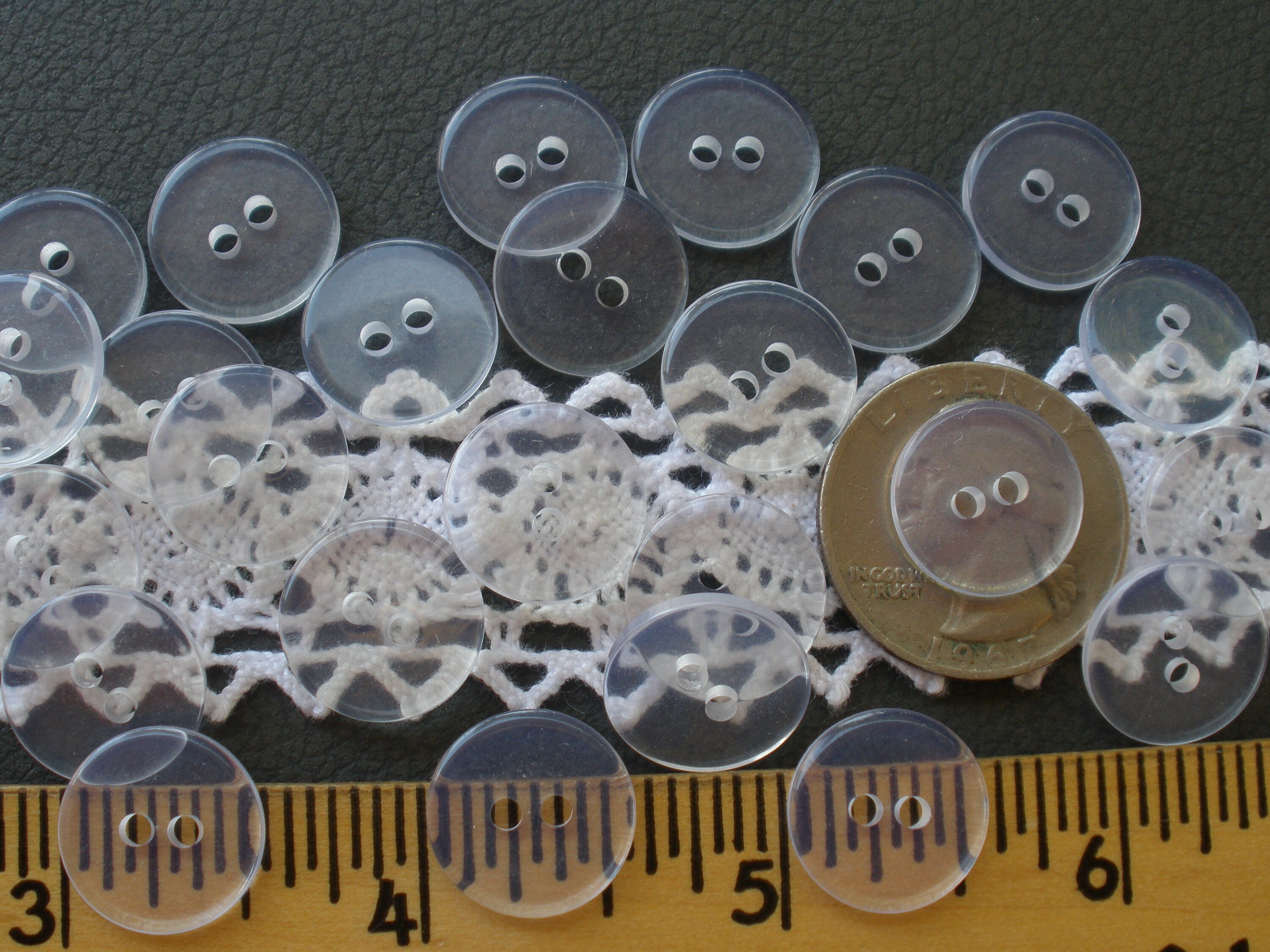 Cool Clear Buttons 14MM 22L 9/16" 2 Hole Plastic Resin Sew on Sewing ...