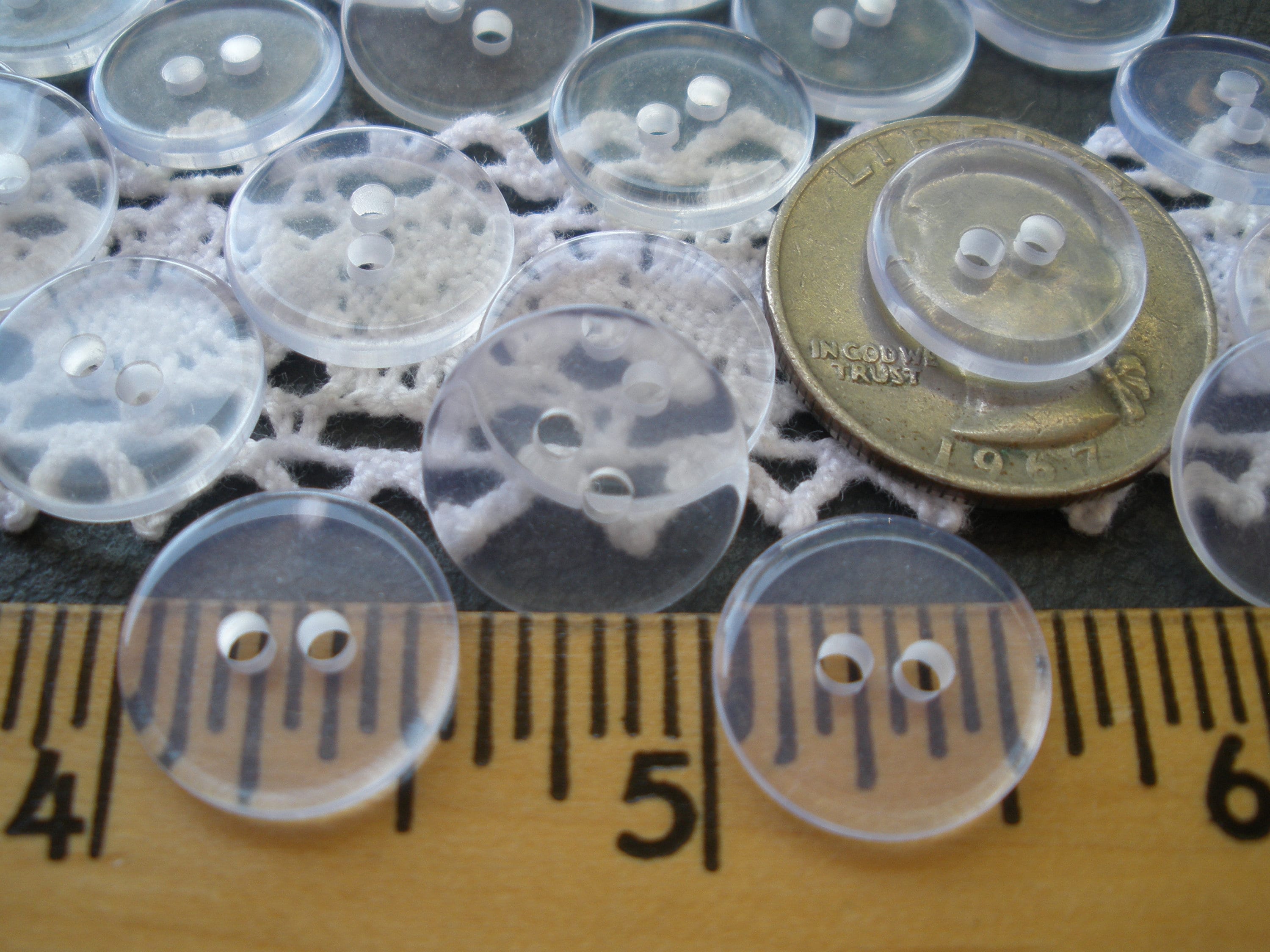 Cool Clear Buttons 14MM 22L 9/16" 2 Hole Plastic Resin Sew on Sewing ...