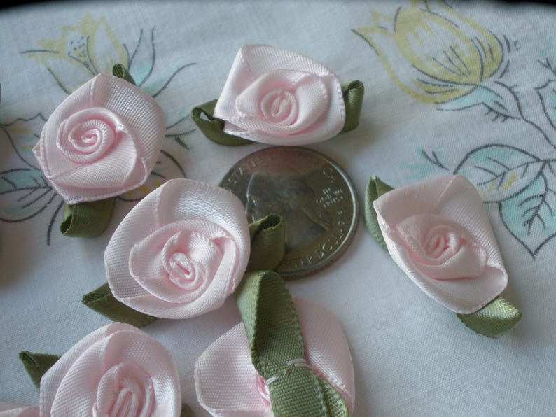 Satin Ribbon Flowers Light Pink 1.25" Embellish T-shirt Bridal Bouquet ...